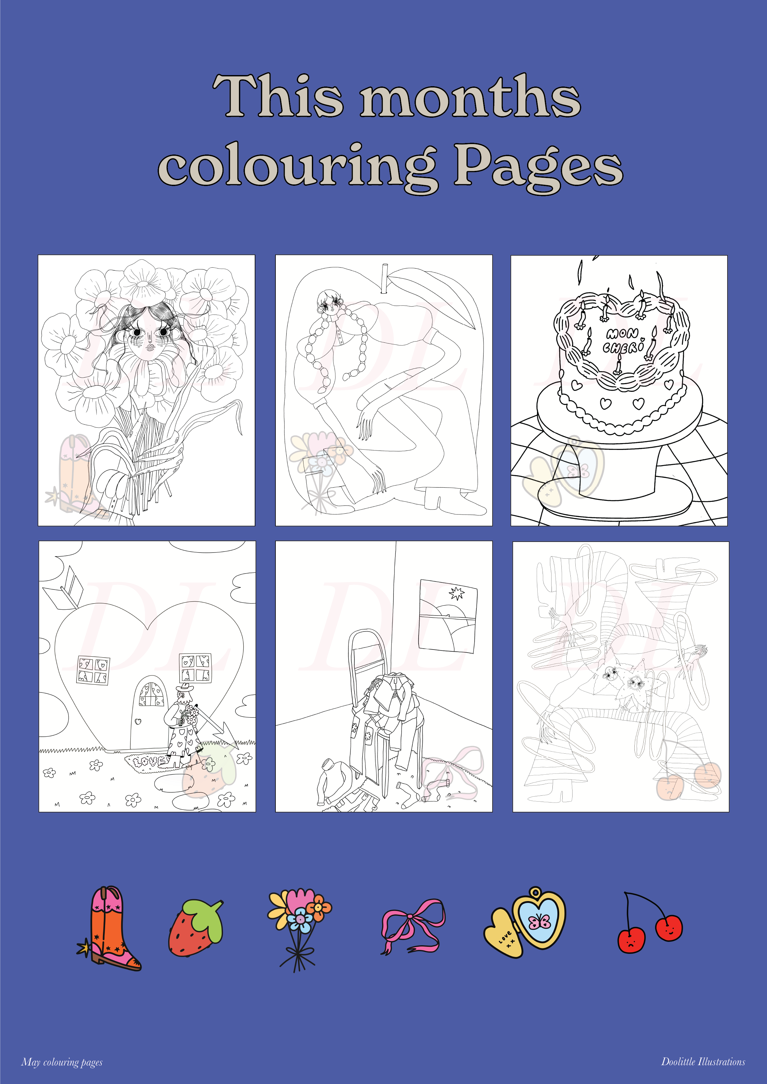 May Colouring Pages – Doolittle Illustrations